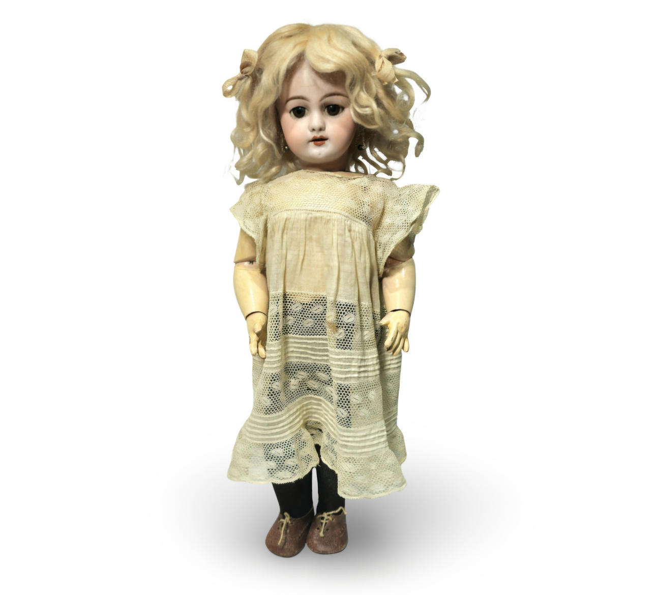 D.E.P. Articulated doll with porcelain head and body in cardboard and ...