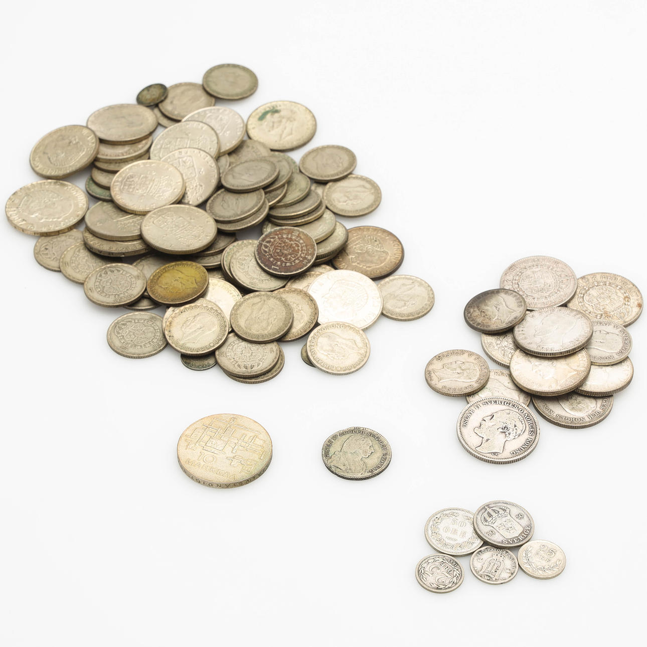 COLLECTION COINS, silver, 40-90%, Sweden and Finland, fine silver ...