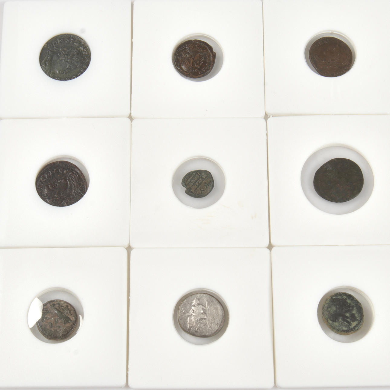 A set of 9 coins, silver & bronze, Roman, inter alia Constantine I, 272 ...