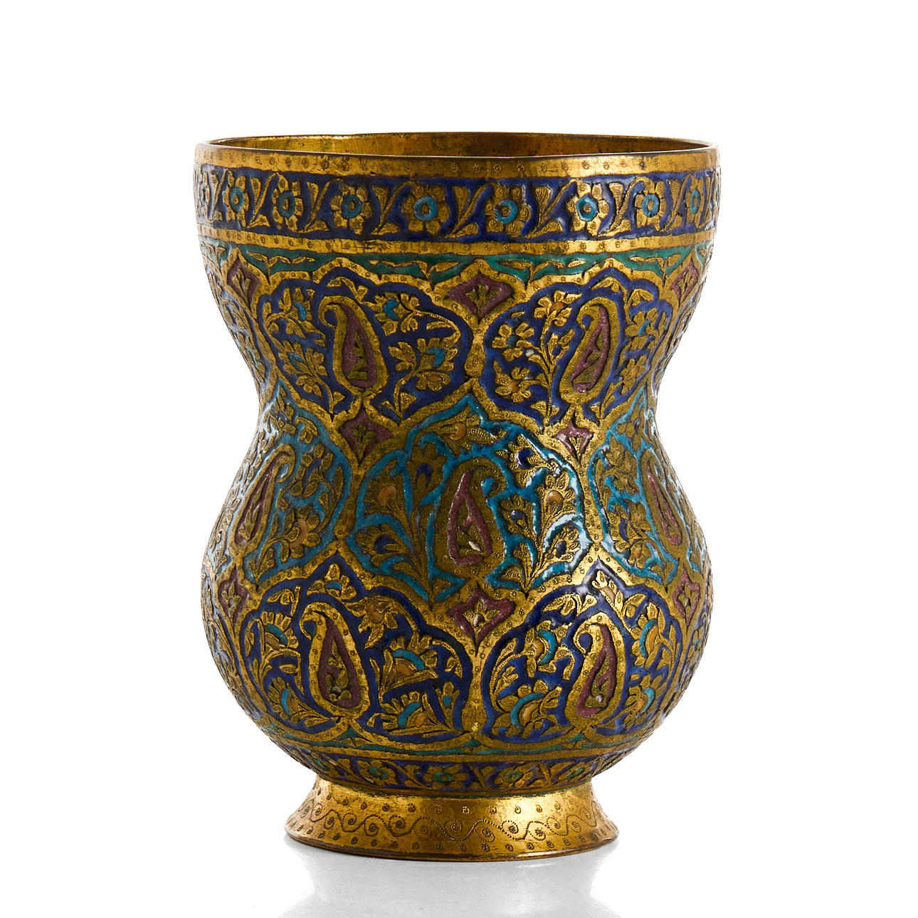 A gilt copper beaker with enamel decoration, Indo-Persian/Kashmir ...