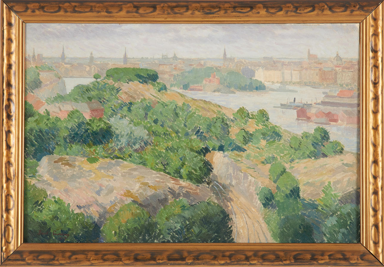 KARL GULLBERG (1884-1951). Utsikt från Fåfängan, olja på duk, signerad ...