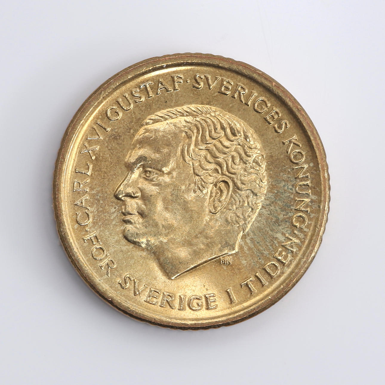 A 10-krona coin, reverse stamp, Carl XVI Gustaf, 1991. Coins, Medals ...