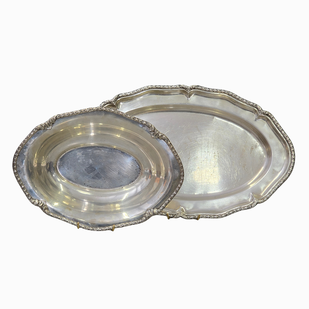 JOYERÍA ROCA. Två brickor i stämplat silver. Perimetral design ...