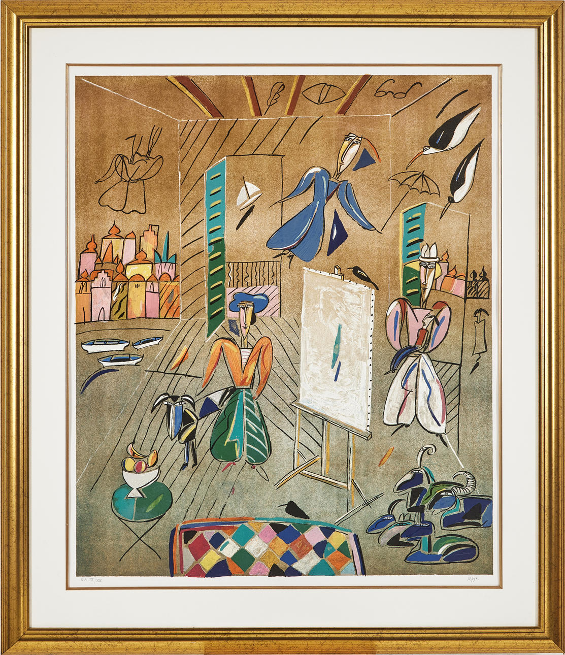 MADELEINE PYK. I ateljén, färglitografi. Konst - Grafik - Auctionet