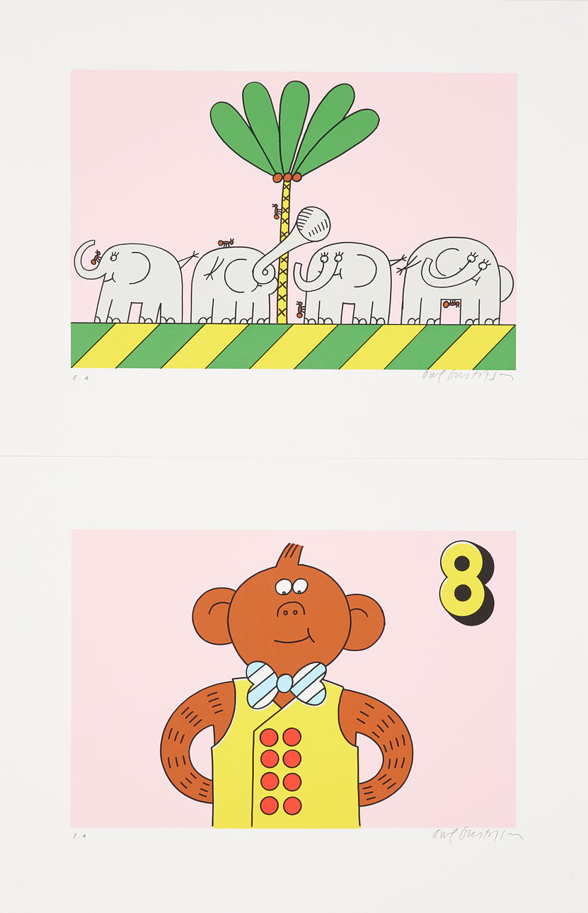 OWE GUSTAFSON (FÖDD 1940). Serigraphs 2 pcs, from “Five ants are more ...