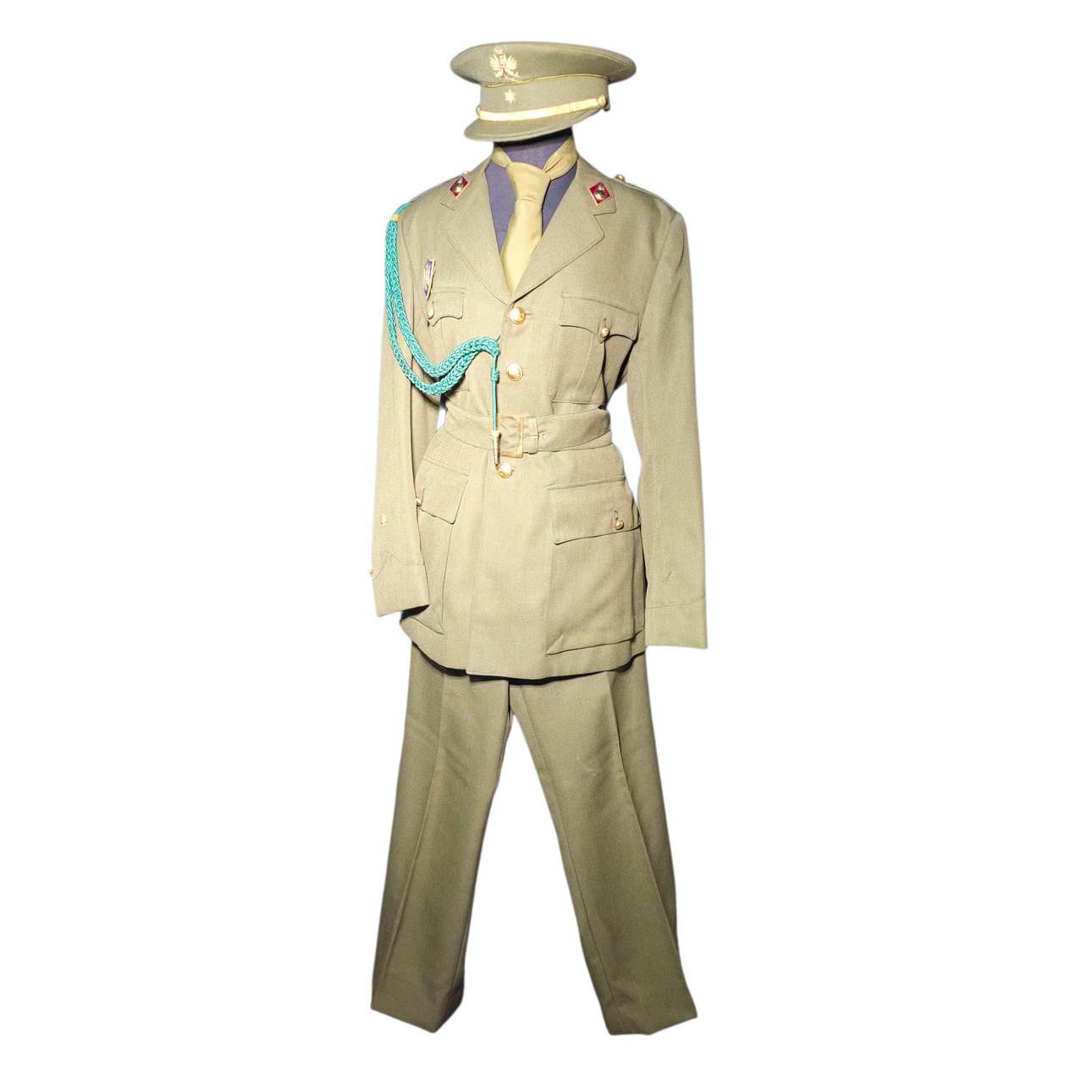 Komplett uniform för fänrik. Reglementerad för officer vid armén med ...