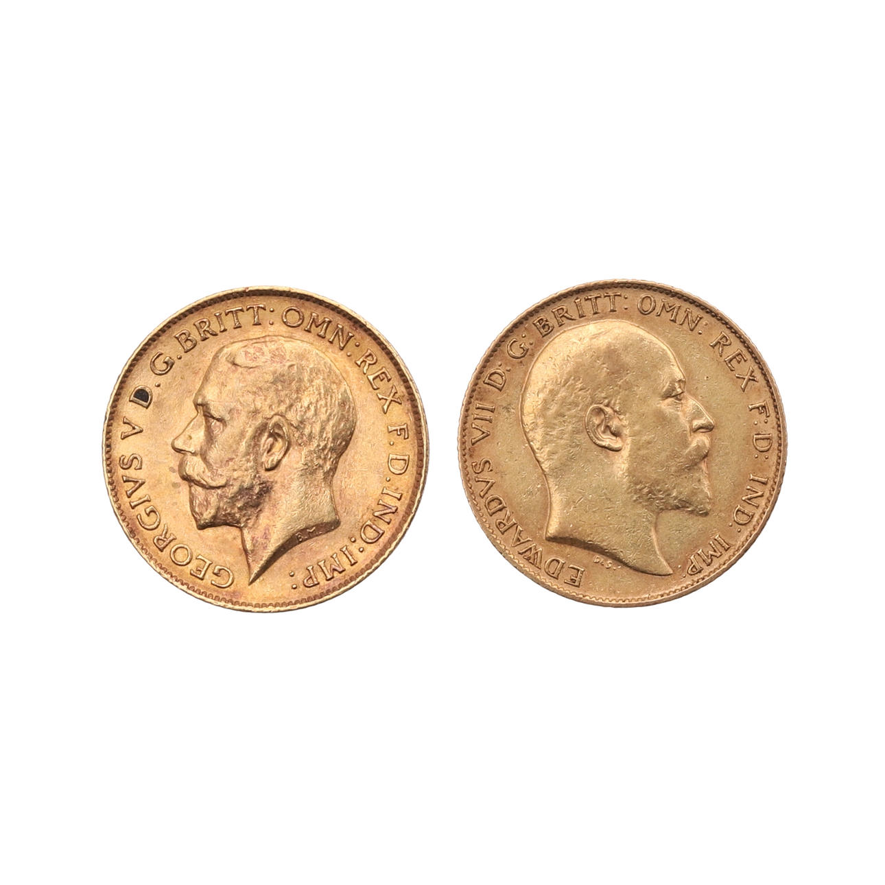 TWO GOLD HALF SOVEREIGNS. Coins, Medals & Stamps - Coins & Banknotes ...
