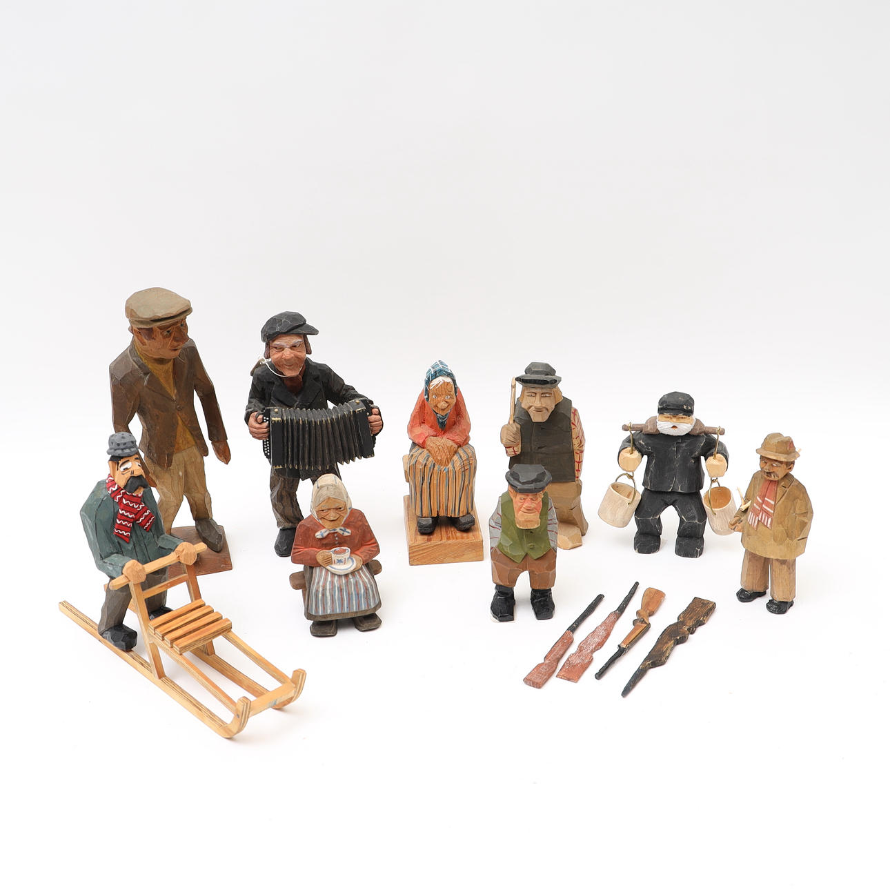 WOODEN GUBBAR 9ST, Emil Gustafsson among others. Art - Sculptures ...