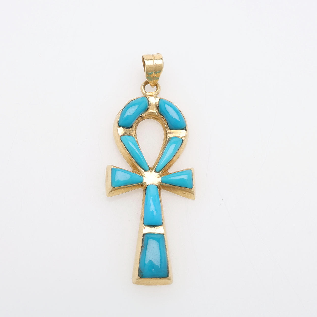 HÄNGE, 18K GULD & TURKOSER, ANKH, EGYPTEN, TOTALT Ca. 4,6 g. Smycken ...