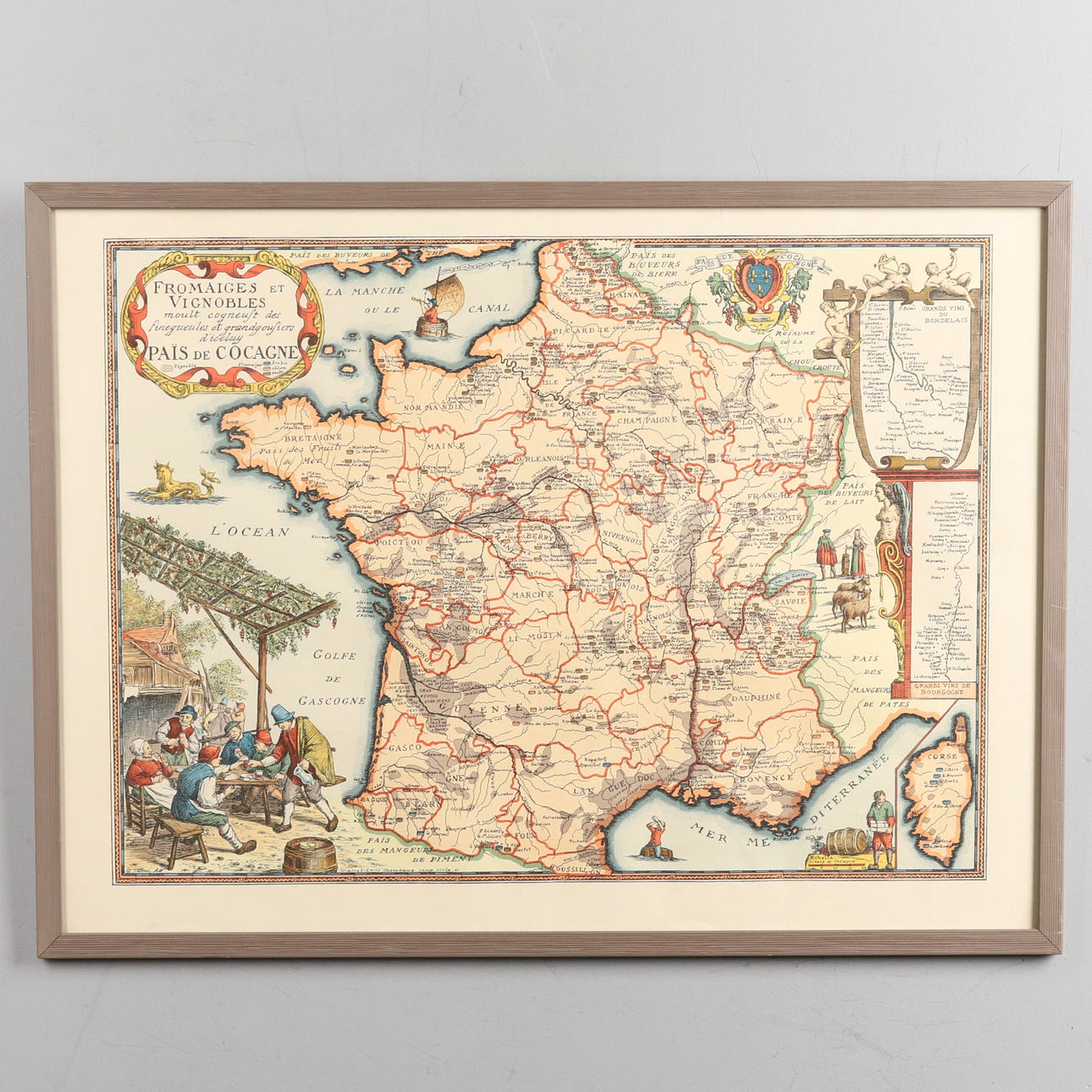 A 20th-century “Fromaiges Et Vignobles-Pais De Cocagne” lithograph map ...