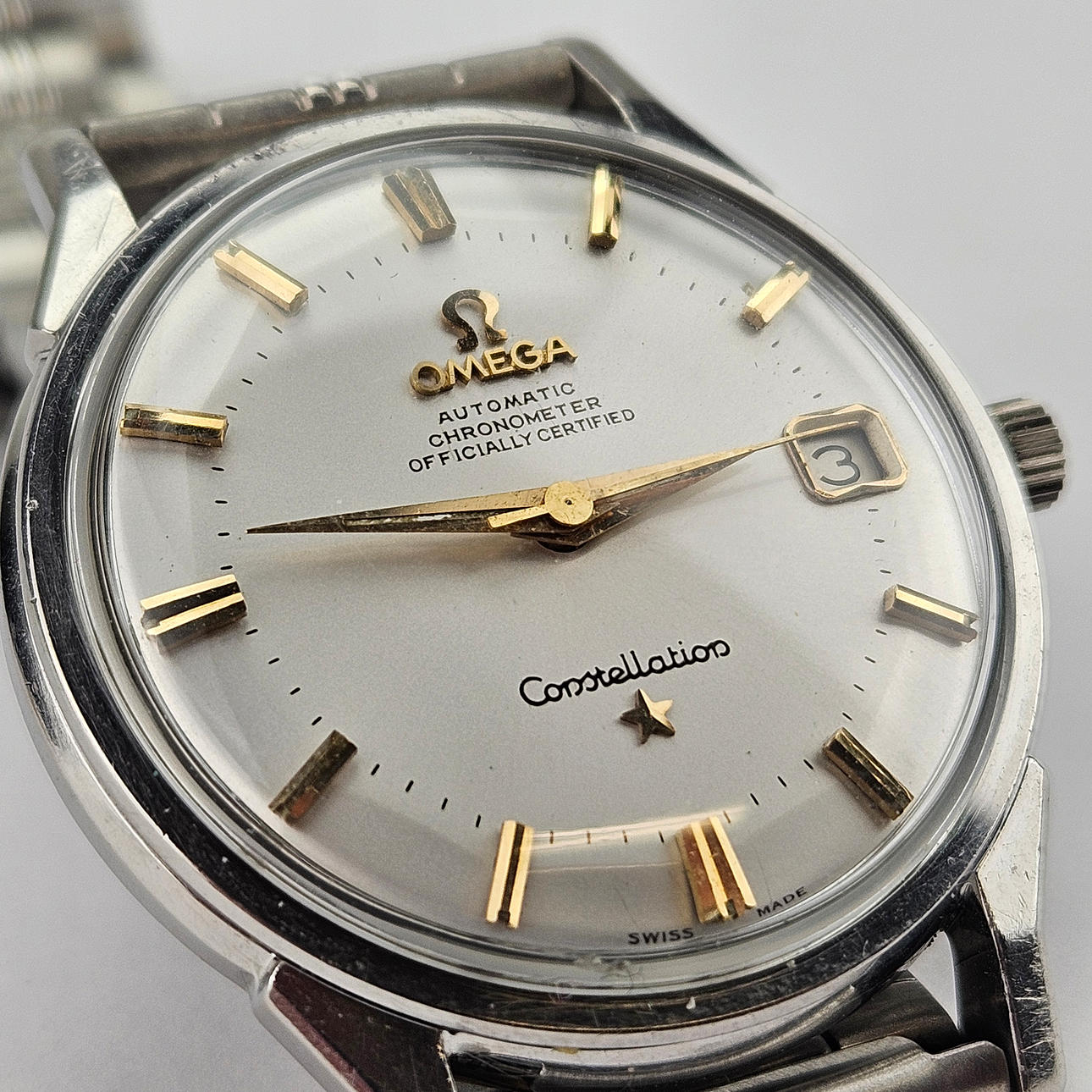OMEGA. Armbandsur, stål, Pie pan, Constellation, Automatic, Chronometer ...