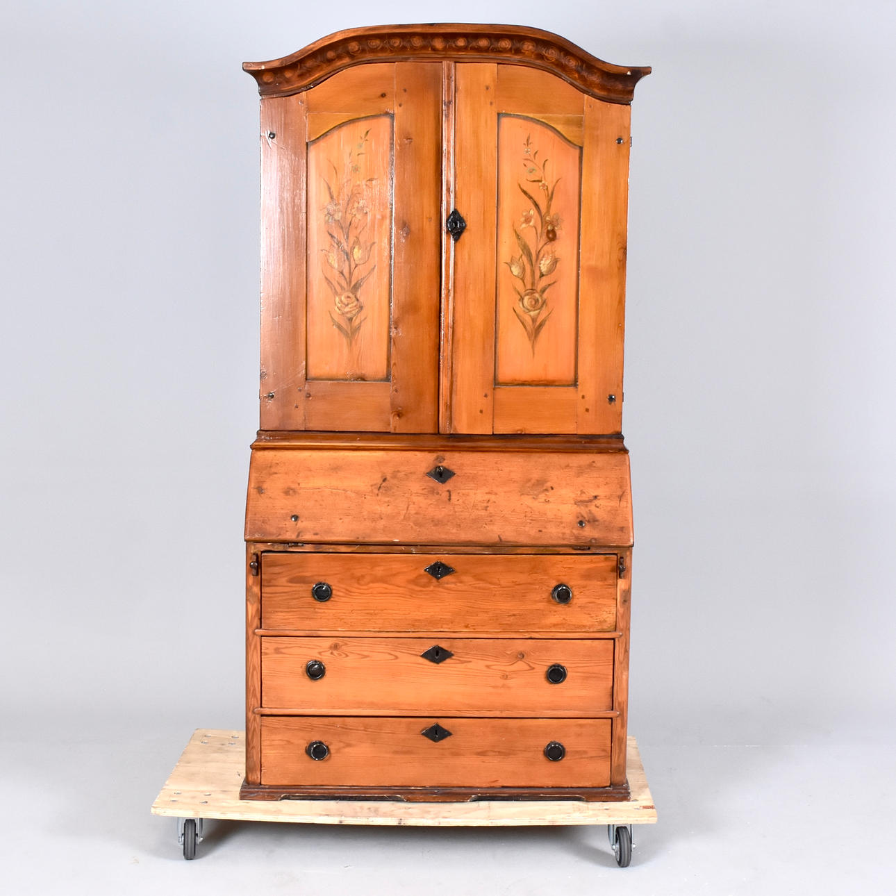 Slanted flap secretary with upper cabinet, reclined furrow, general ...