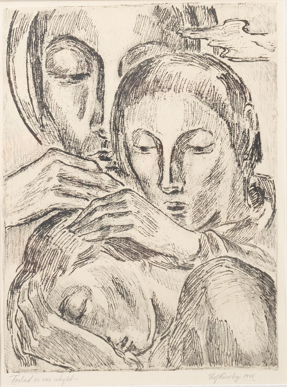 ELOF RISEBYE. lithograph, “Leave us our guilt”, signed, dated 1948. Art ...