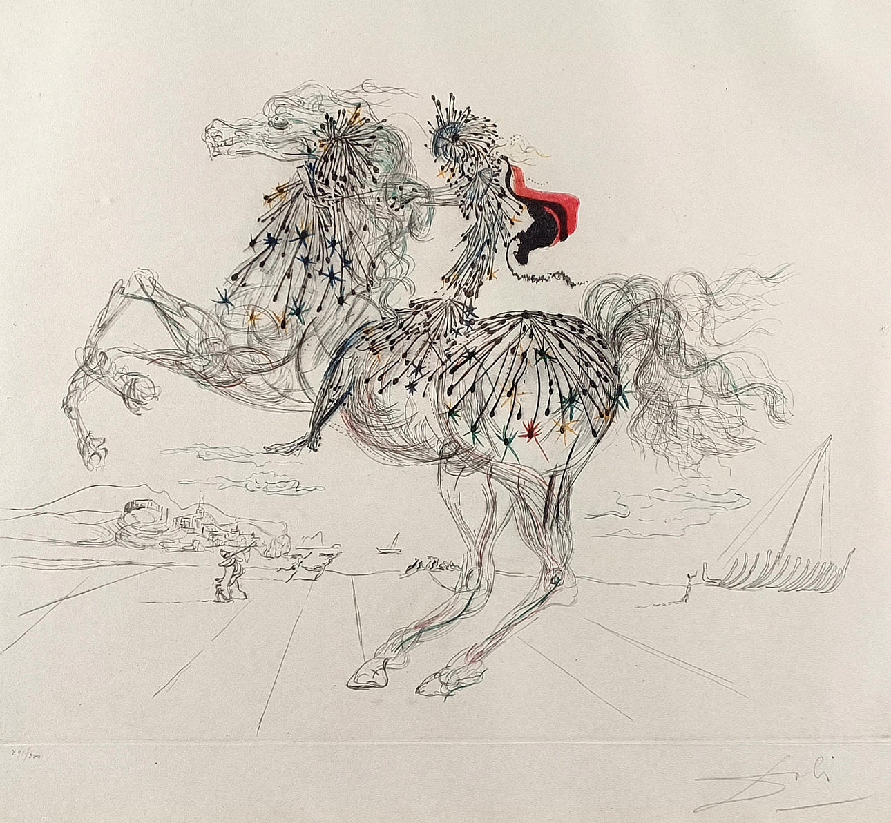 AFTER - DALÍ, SALVADOR. La Chevauchée, colour etching on laid paper ...