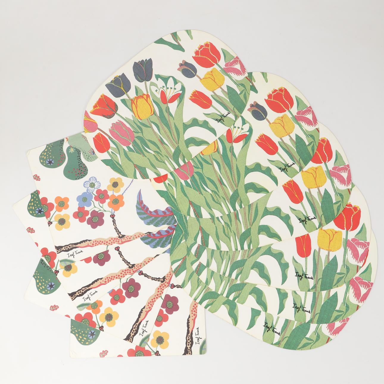 JOSEF FRANK. Bordstabletter, 10 stycken, "Tulpan/Vegetable Tree ...