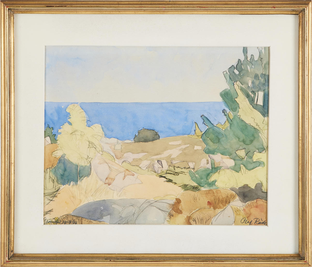 OLAF RUDE (ESTLAND, DANMARK 1886-1957). Coastal scene, watercolour. Art ...