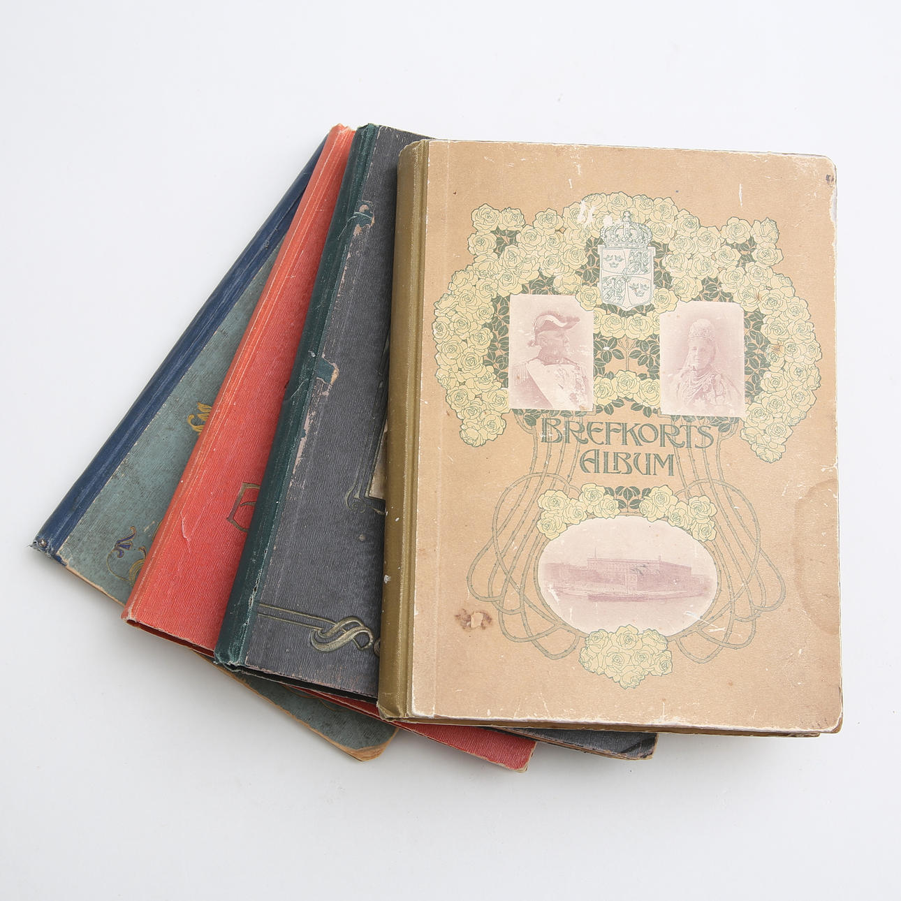 POSTCARD ALBUMS, 4 pcs, with mixed postcards, including scantily clad ...