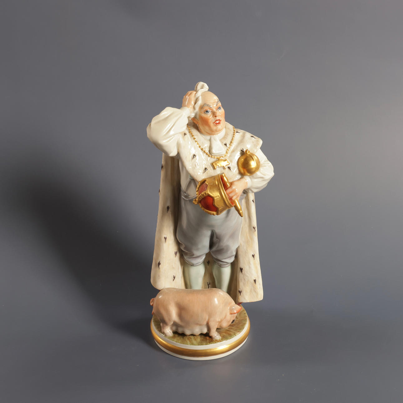 JENS JACOB BREGNØ OG HANS TEGNER. ”Svinedrengen”. Figur av porslin ...