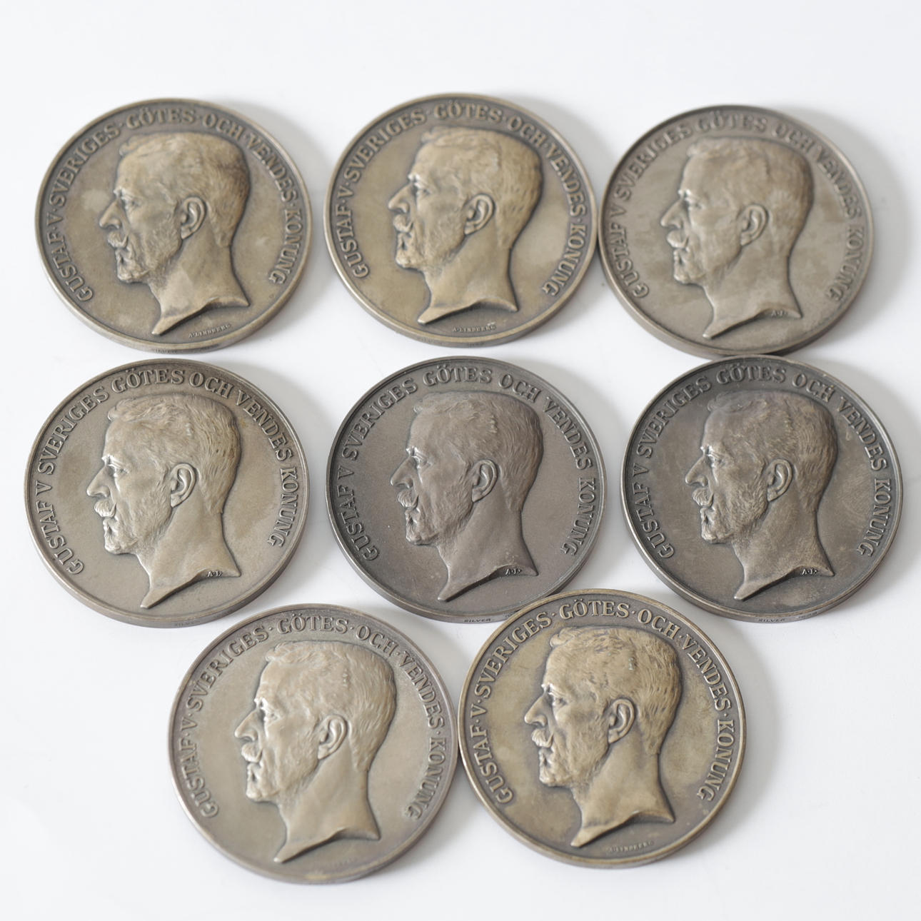 MEDALS, 8 pcs, silver, 1930s. Total weight approx. 296.6 g. Coins ...