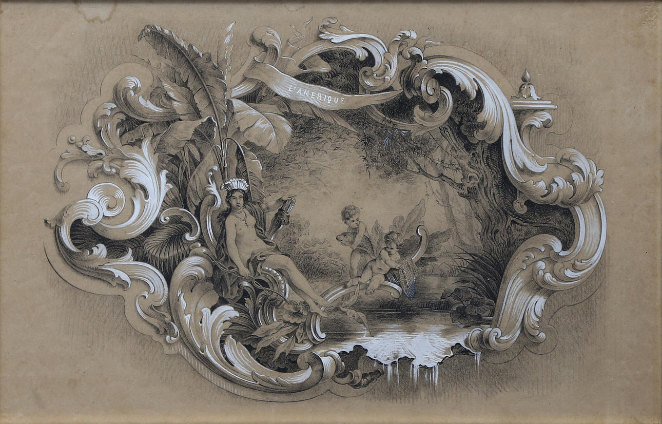 FRENCH SCHOOL, 19TH CENTURY. Alegoría de América. Konst - Grafik ...