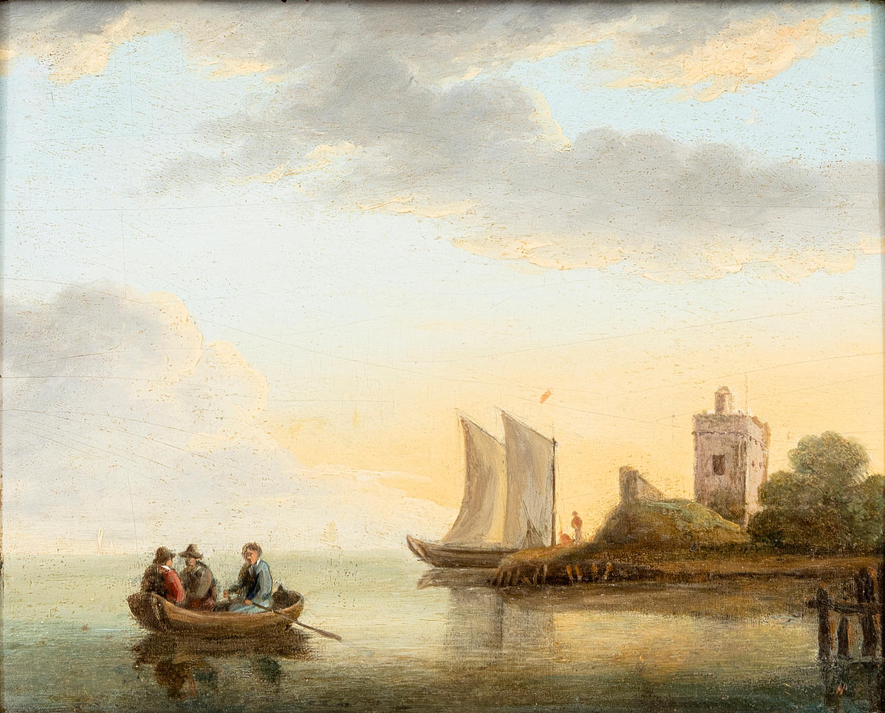 OKÄND KONSTNÄR. Harbour scene, oil on panel, 19th century. Art ...