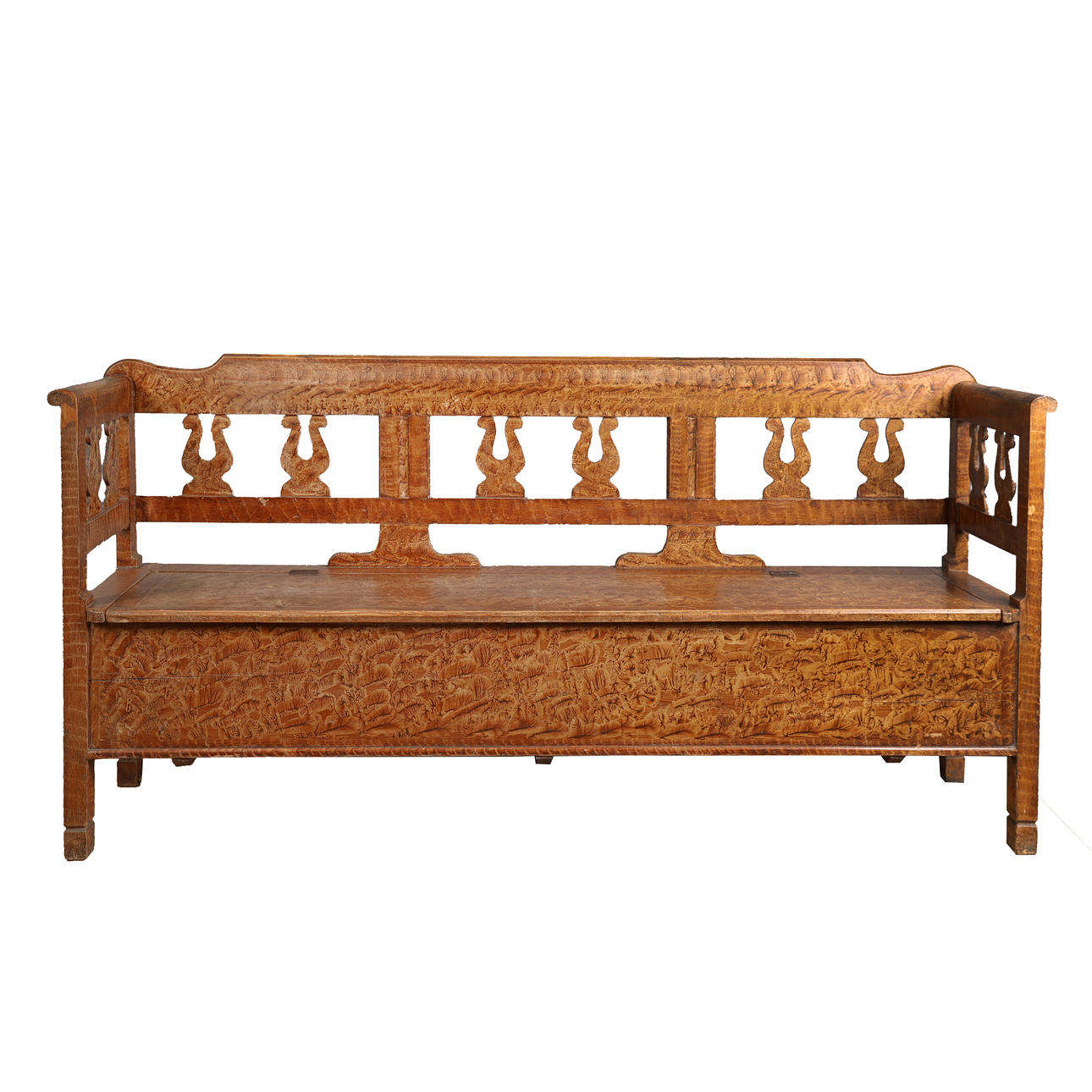A VICTORIAN SCRUMBLED PAINTED PINE BOX SEATED BENCH. Furniture - Sofas ...