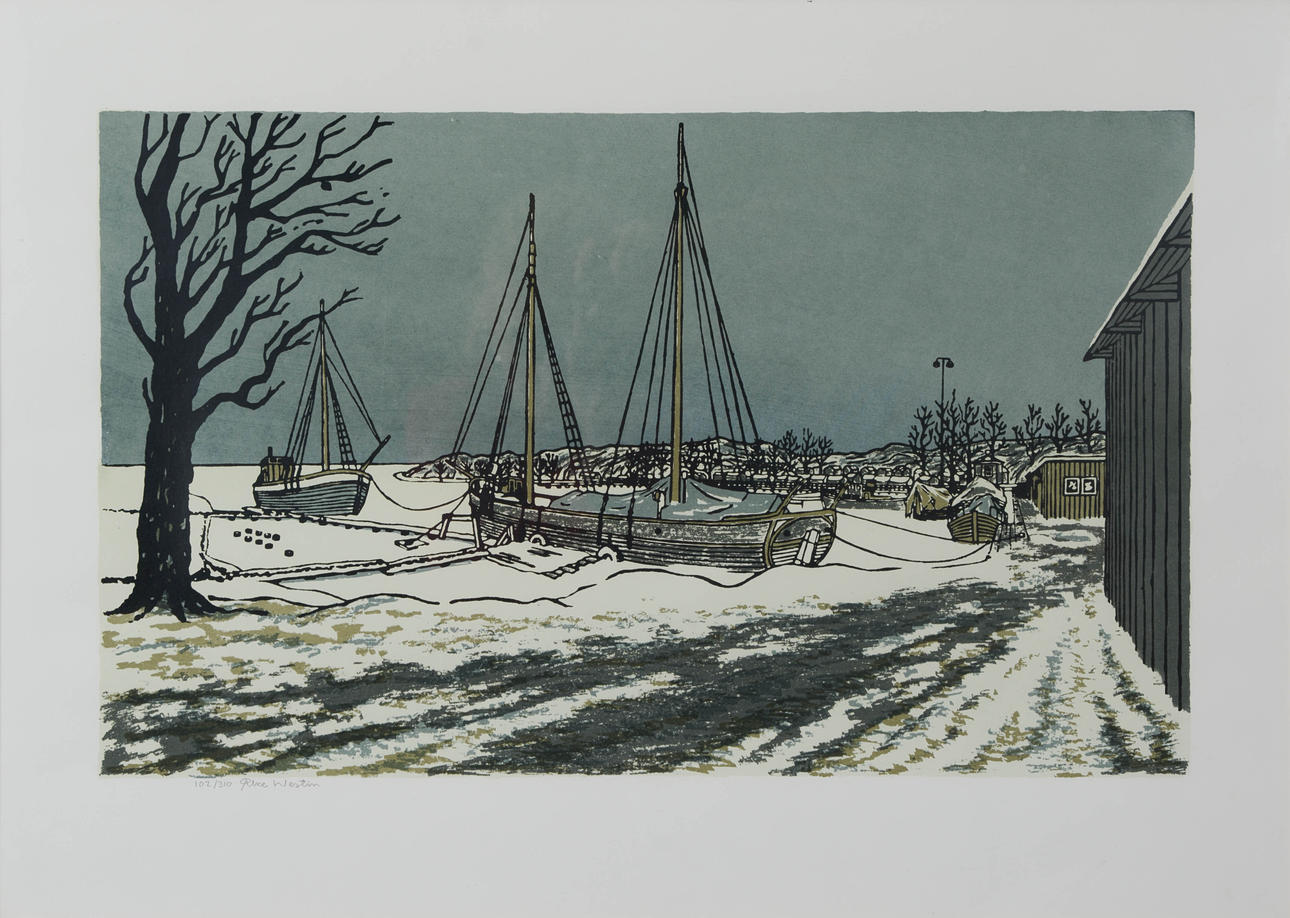 ÅKE WESTIN. "Viken" (The Bay), colour lithograph, signed, numbered 102/ ...
