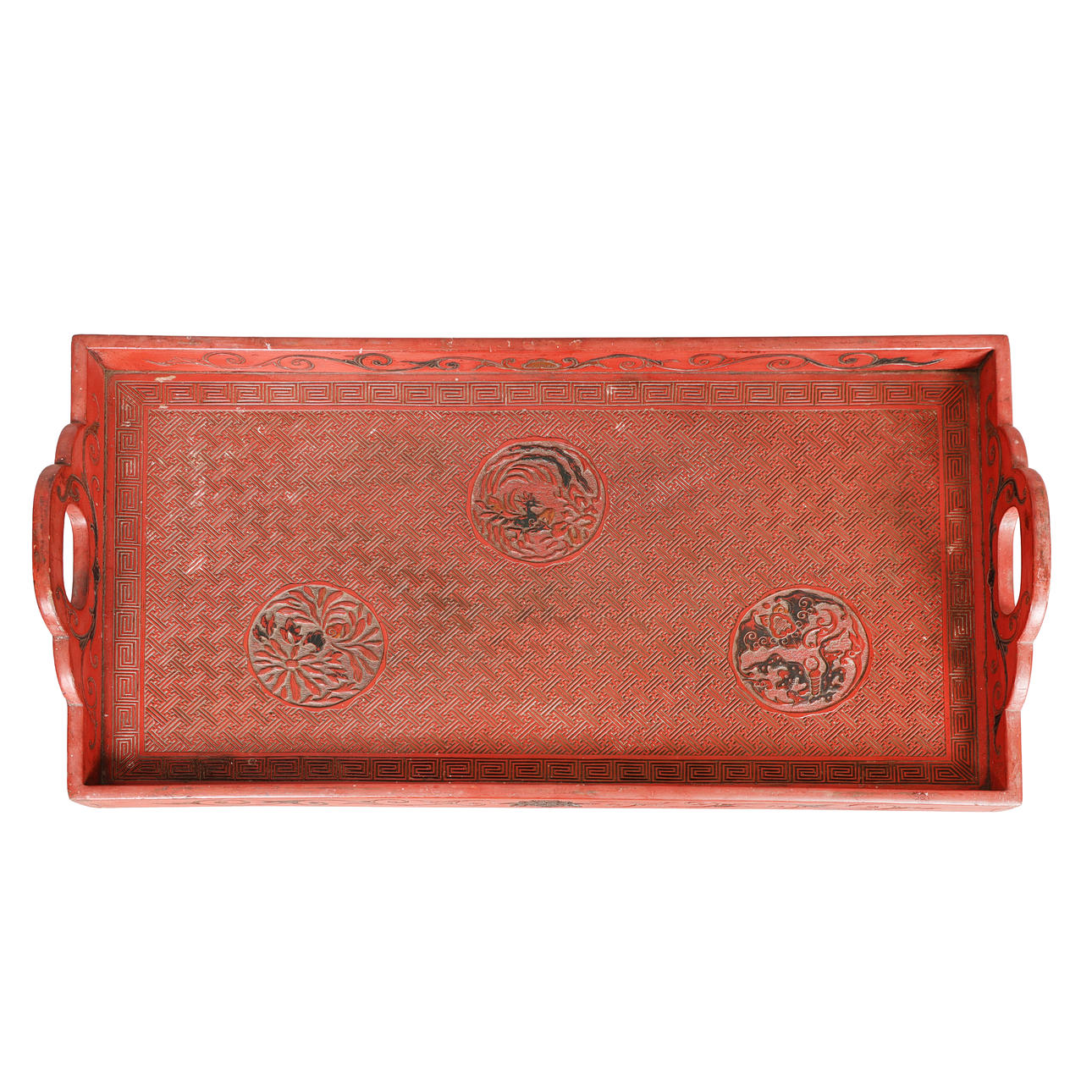 A CHINESE RED CINNABAR LACQUER TRAY. Asiatica - Wood - Auctionet