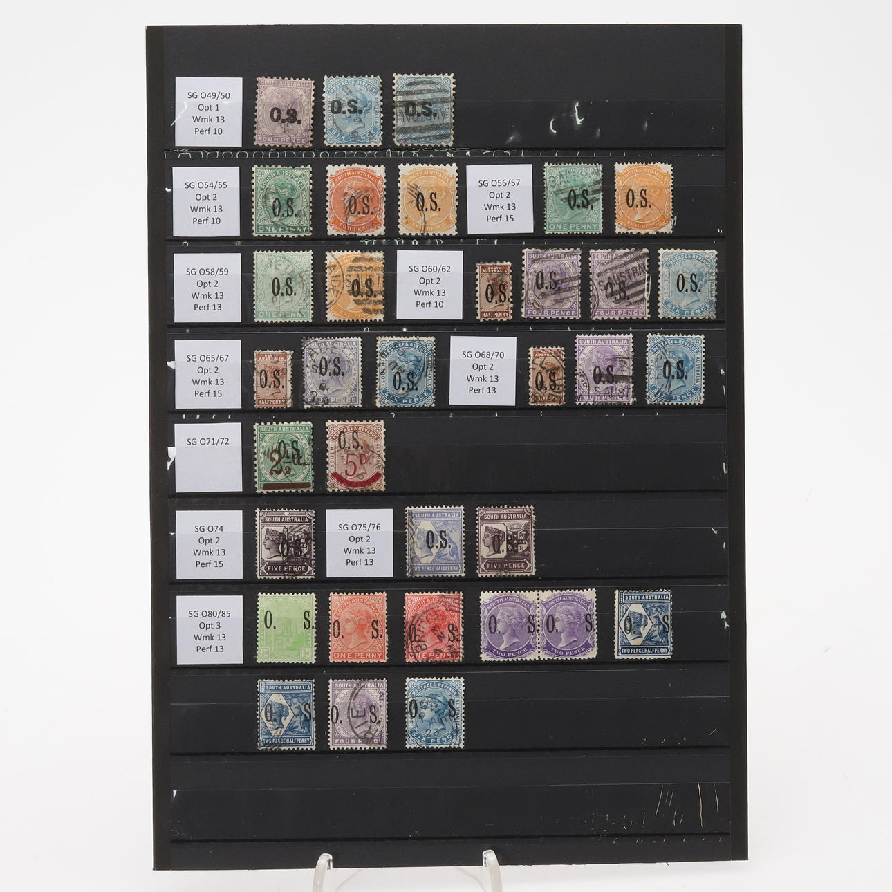 STAMPS, South Australia, official stamps, 1 sheet. Coins, Medals ...