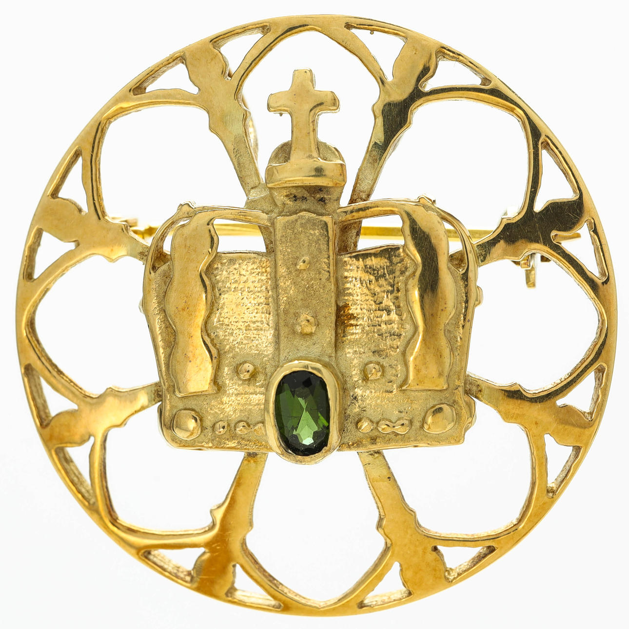 VEDHÆNG/BROCHE, 14 k guld med turmalin, nr. 204/1000, etui, Guldsmed ...