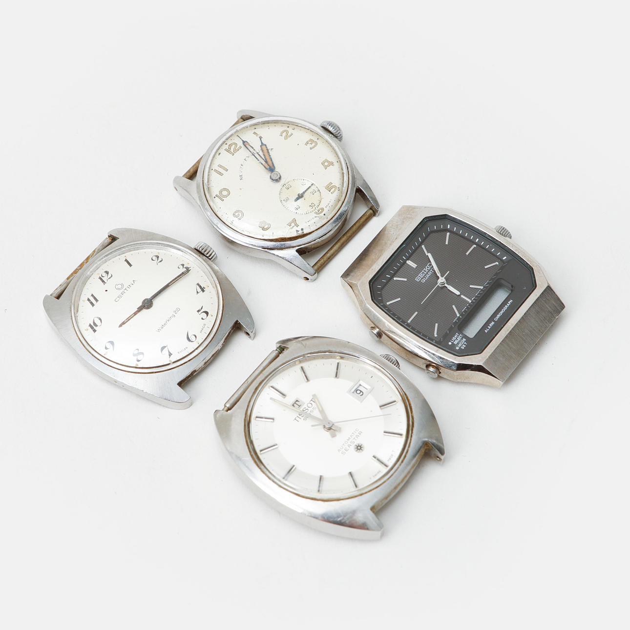 WRISTWATCHES, 4 pcs, Tissot, Certina, Revue- Exclusive, Seiko, steel ...