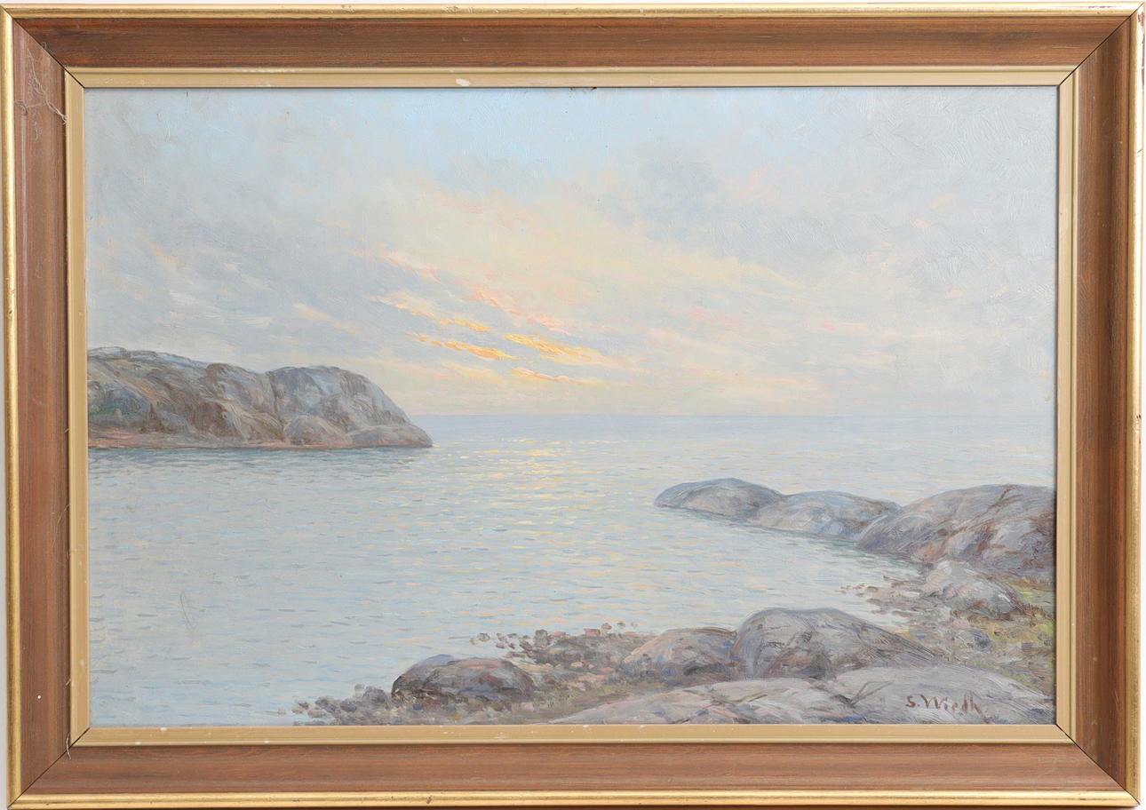 OIDENTIFIERAD KONSTNÄR. Archipelago scene, oil painting on panel ...