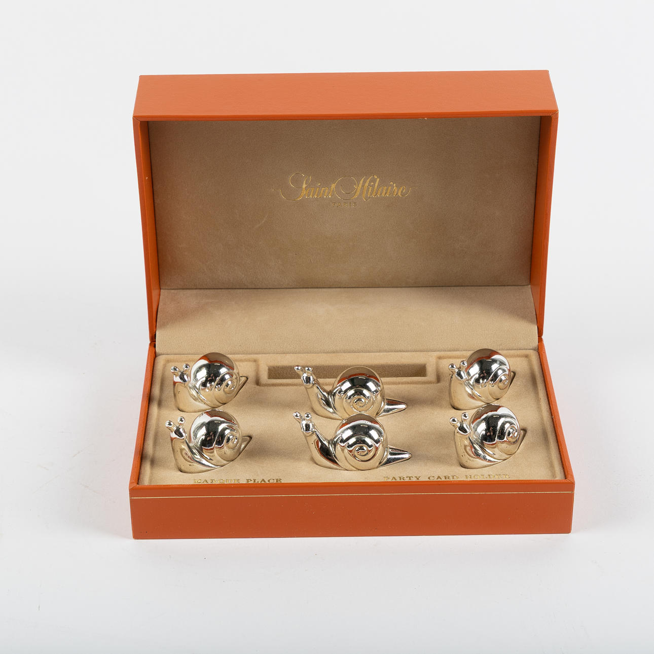 SAINT HILAIRE, Paris, place card holders, 6 pcs, in the shape of snails ...