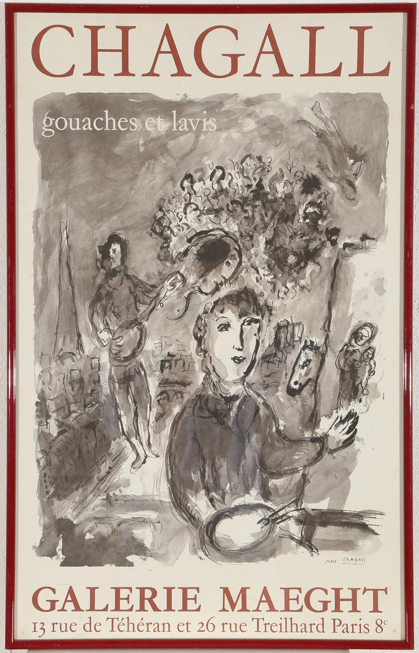 MARC CHAGALL. EFTER. Galerie Maeght. "Gouaches et lavis", vintage ...