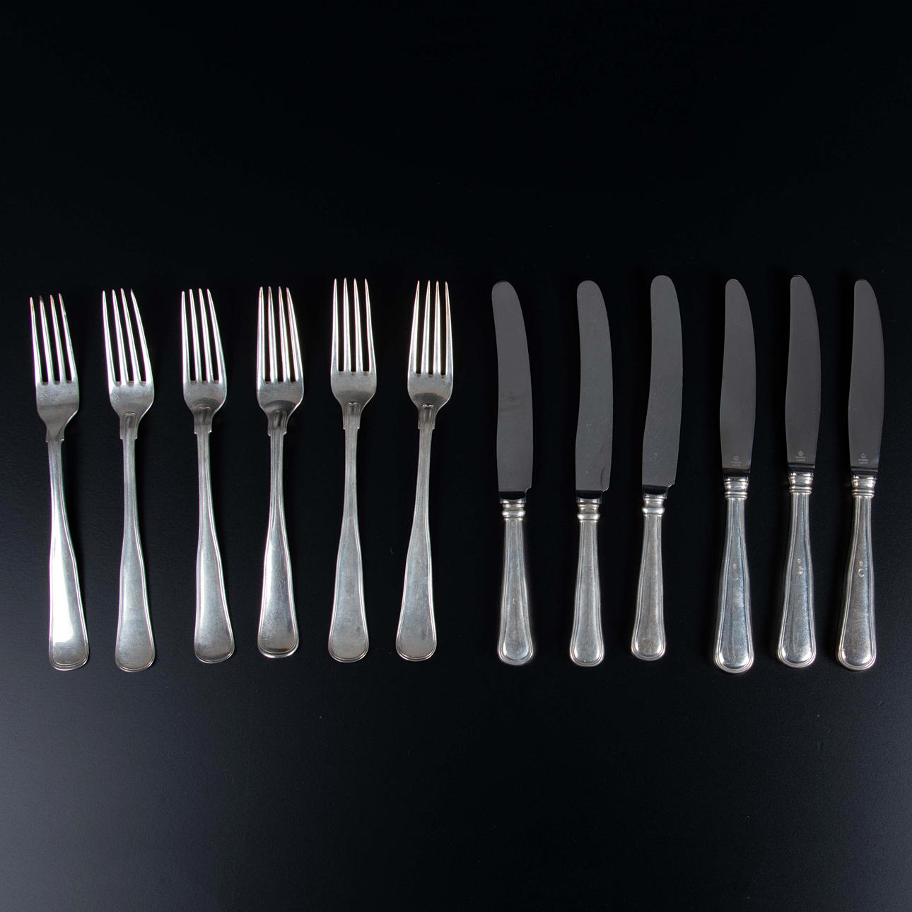SILVER CUTLERY. "Gammal Dansk". 11 + 1 pieces, weight approx. 730 + 57 ...