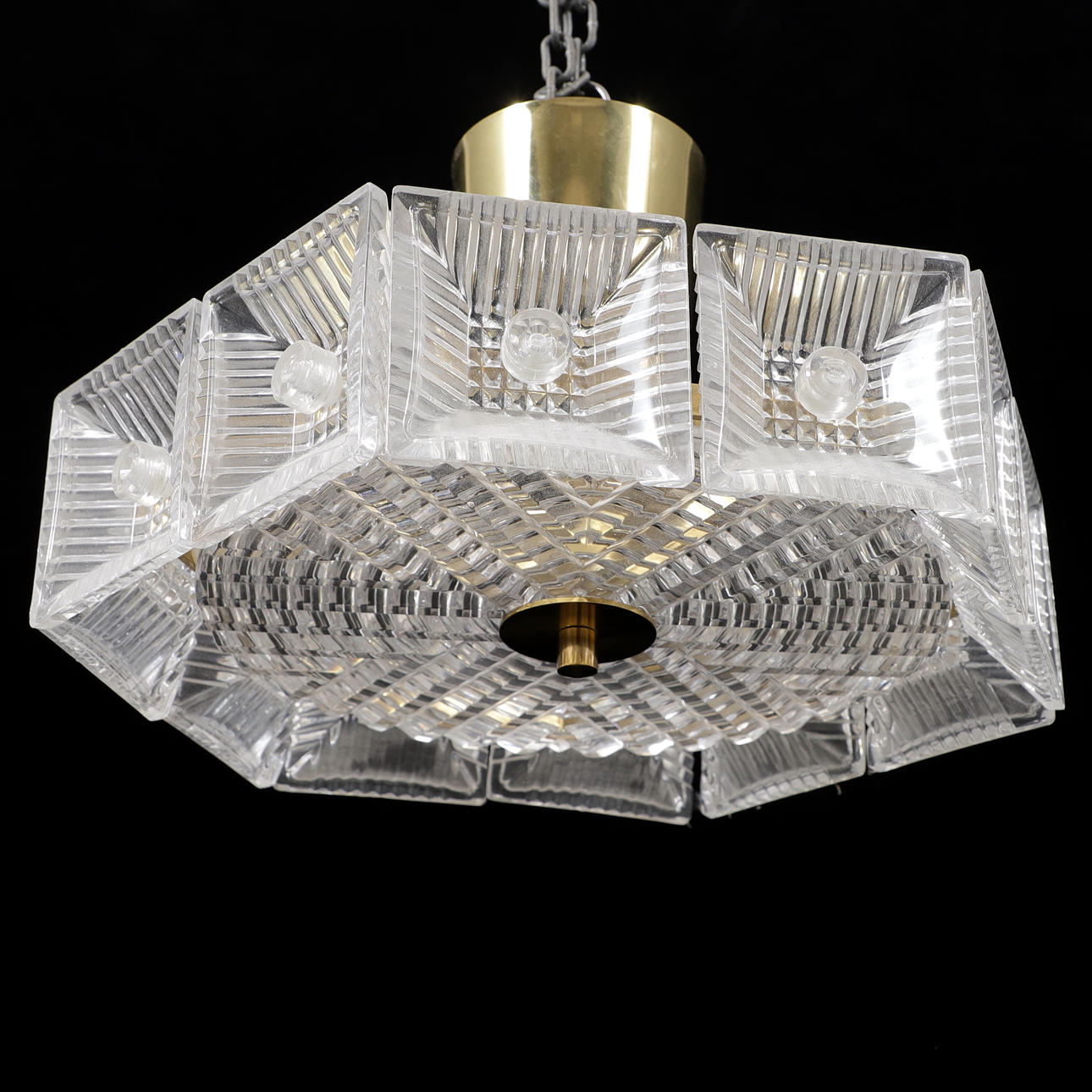 CARL FAGERLUND. Ceiling lamp, flush mount, glass/brass, Orrefors, 1960s ...