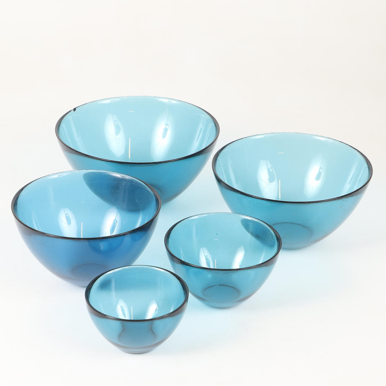 SVEN PALMQVIST. Skålar, 5 stycken, "Fuga", Orrefors. Glas - Bruksglas ...