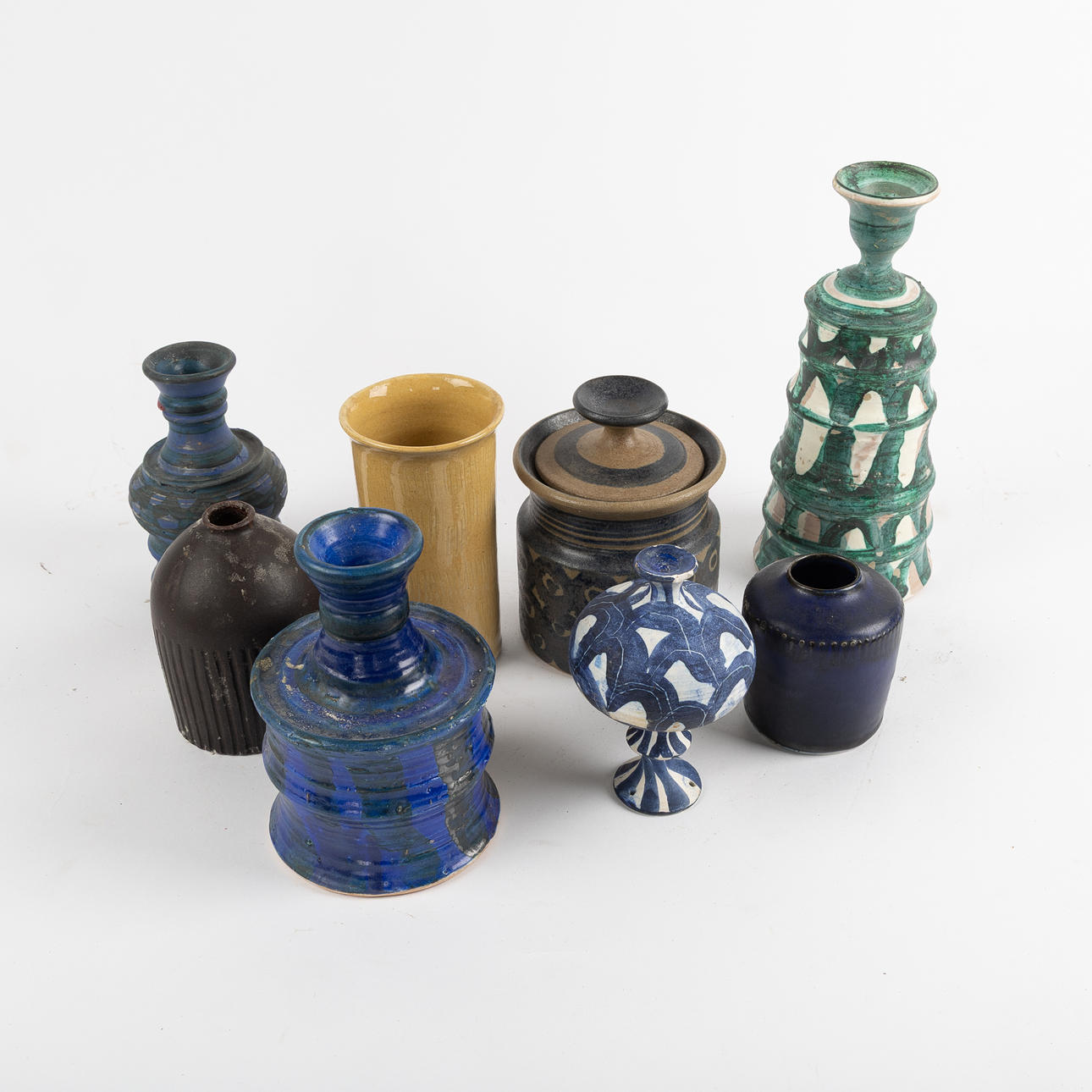 ULLA VIOTTI (1933-2025). Vases, etc., 9 pieces, glazed ceramic, 1950s ...