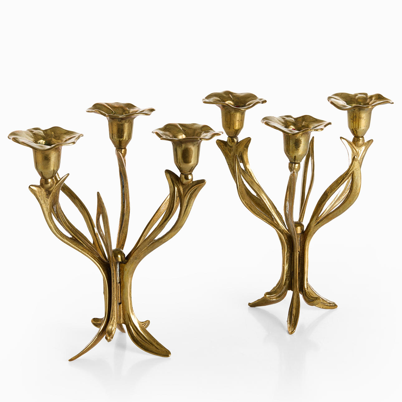 KANDELABRAR, ett par, mässing, jugendstil, 1900-tal. Belysning & Lampor ...