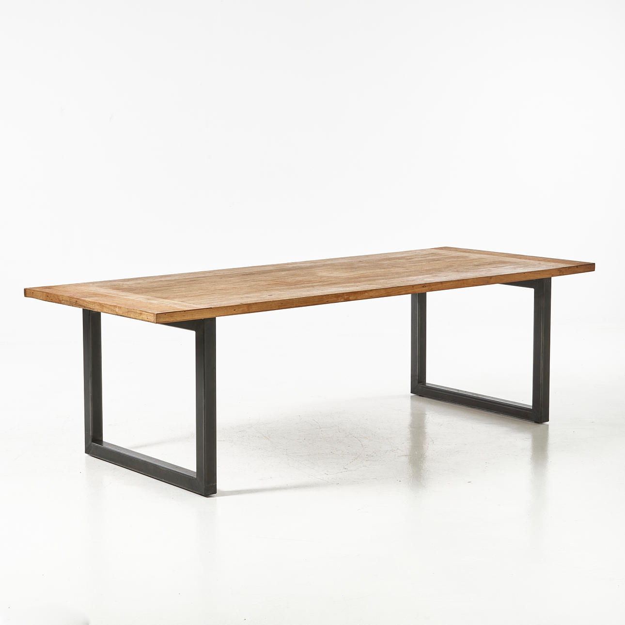 DINING TABLE, oak top, metal base, contemporary. Furniture - Dining ...