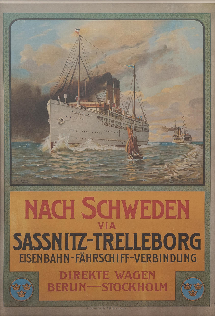 CARTEL, impresión offset, Nach Schweden via Sassnitz-Trelleborg. Arte ...
