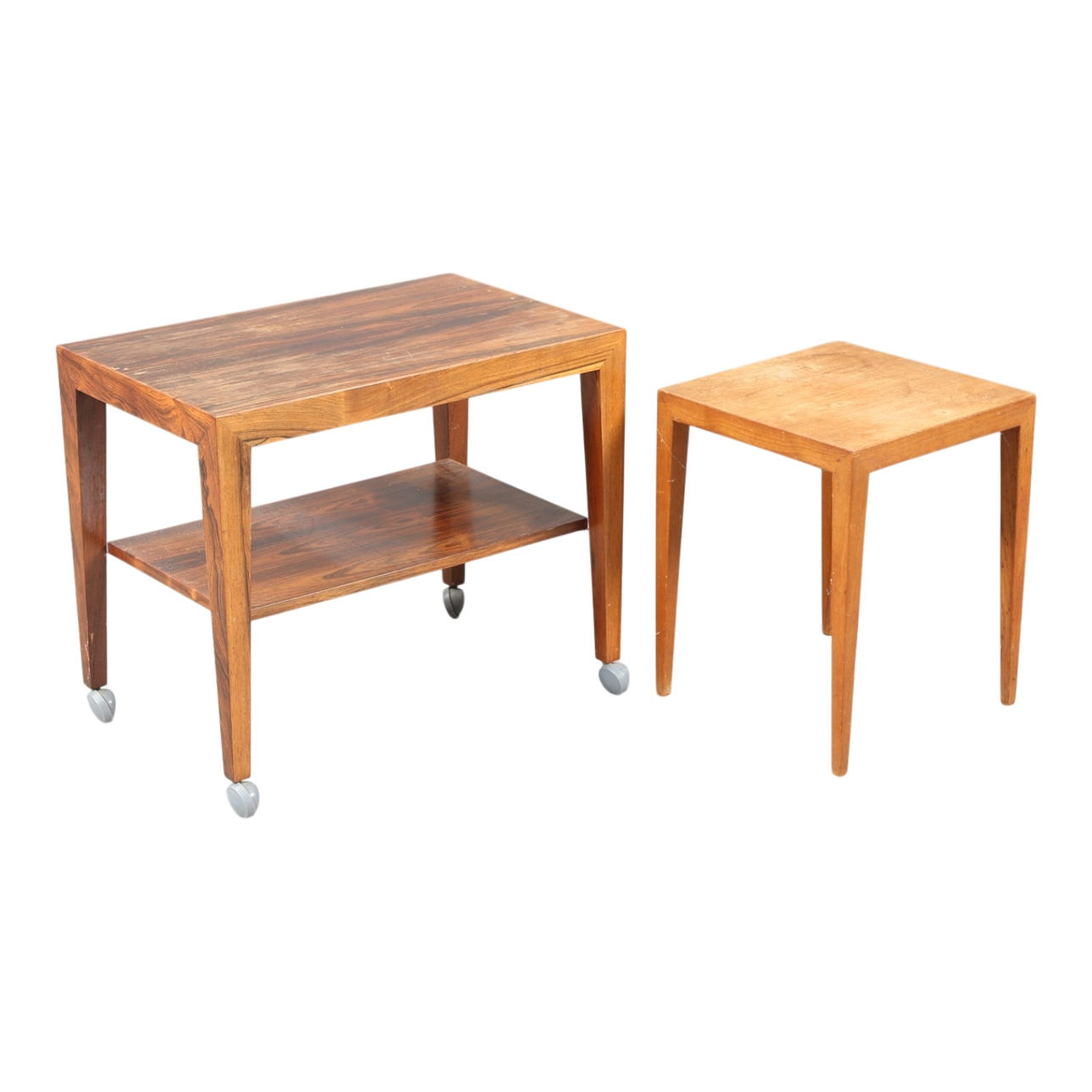ERIK SEVERIN RISAGER-HANSEN. Haslev Møbelsnedkeri. Two side tables in ...