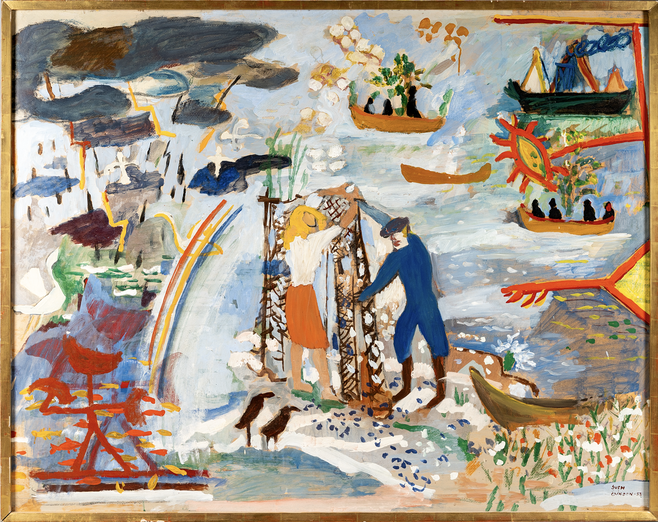 SVEN X:ET ERIXSON. Oil on panel, Figure scene, Signed and dated 1953 ...