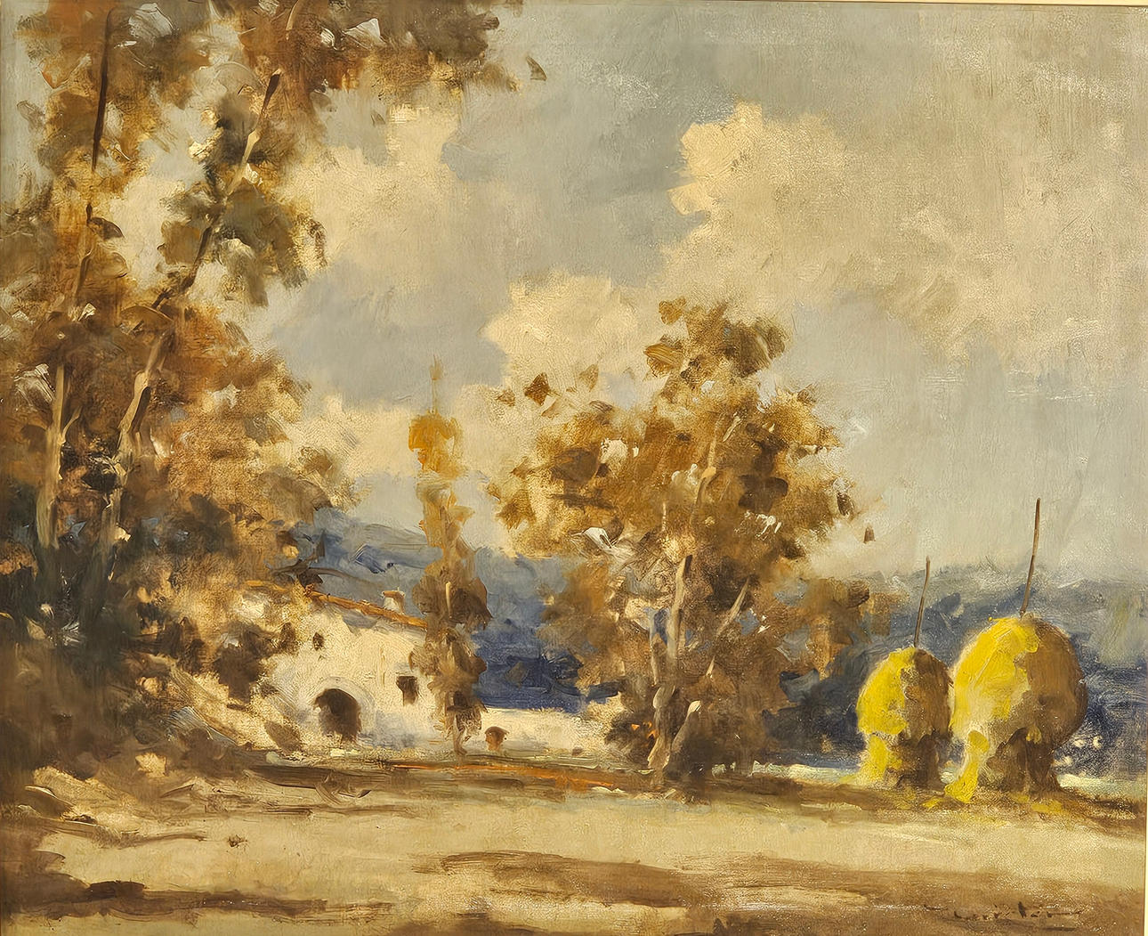 ANTONIO FERRETER. Oil on canvas. "Masía con pajares". Art - Paintings ...