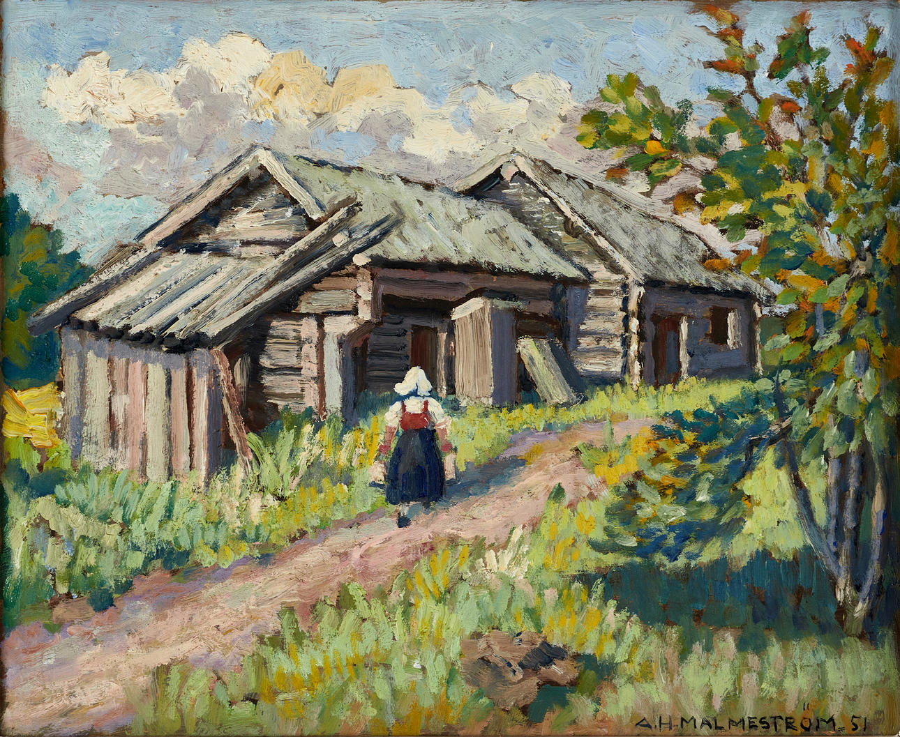 AKKE HUGH MALMESTRÖM (1894-1968), "Åsens fäbodar, Gesunda", signeerattu ...