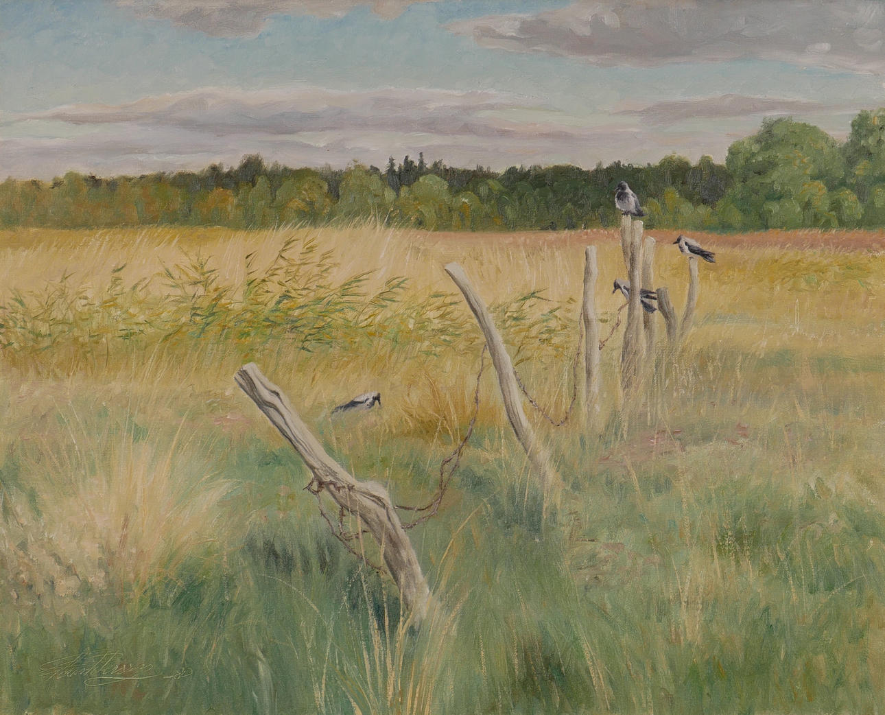 GÖRAN PETERSSON. Landscape with crows, oil on canvas, signed Göran ...