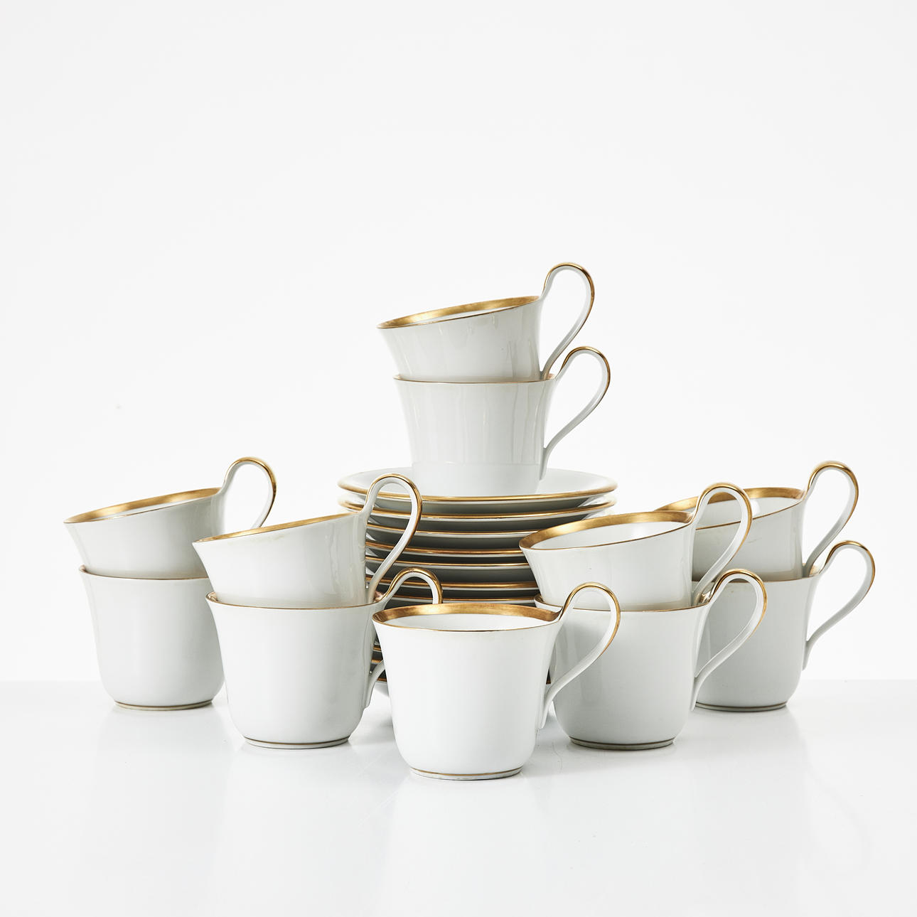 SIGVARD BERNADOTTE. Cups and saucers, 11 pcs and 12 pcs, "Golden Sun ...