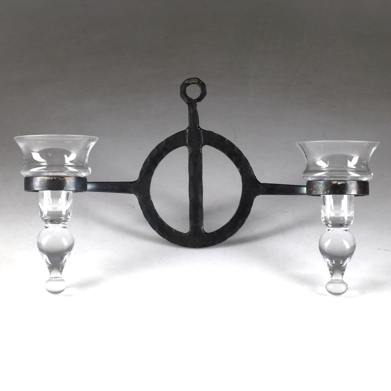 BERTIL VALLIEN. Candlestick, wrought iron, glass, late 20th century ...