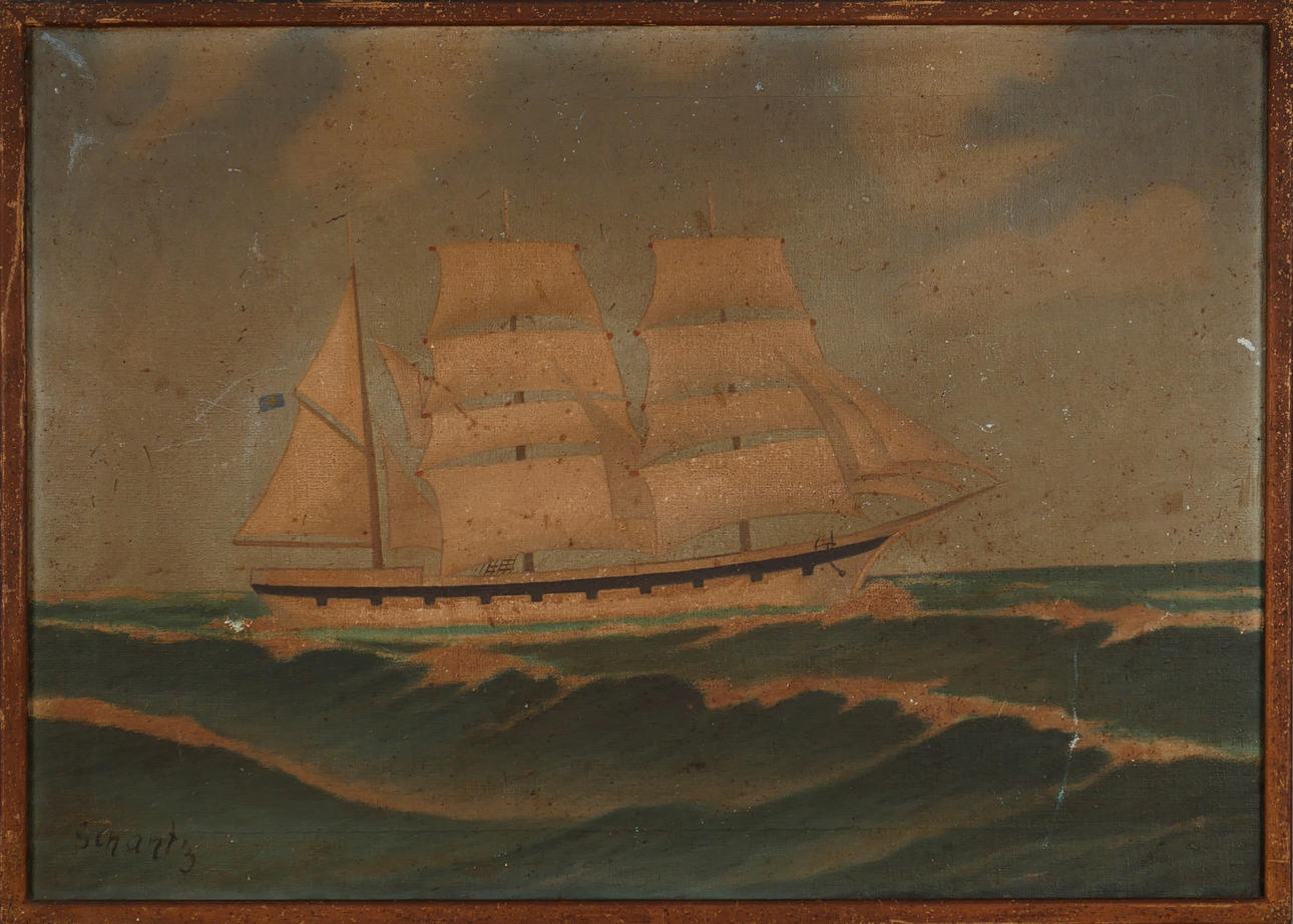 STURE SCHANTZ. "The barque Argus of Bergkvara", oil on canvas, signed ...