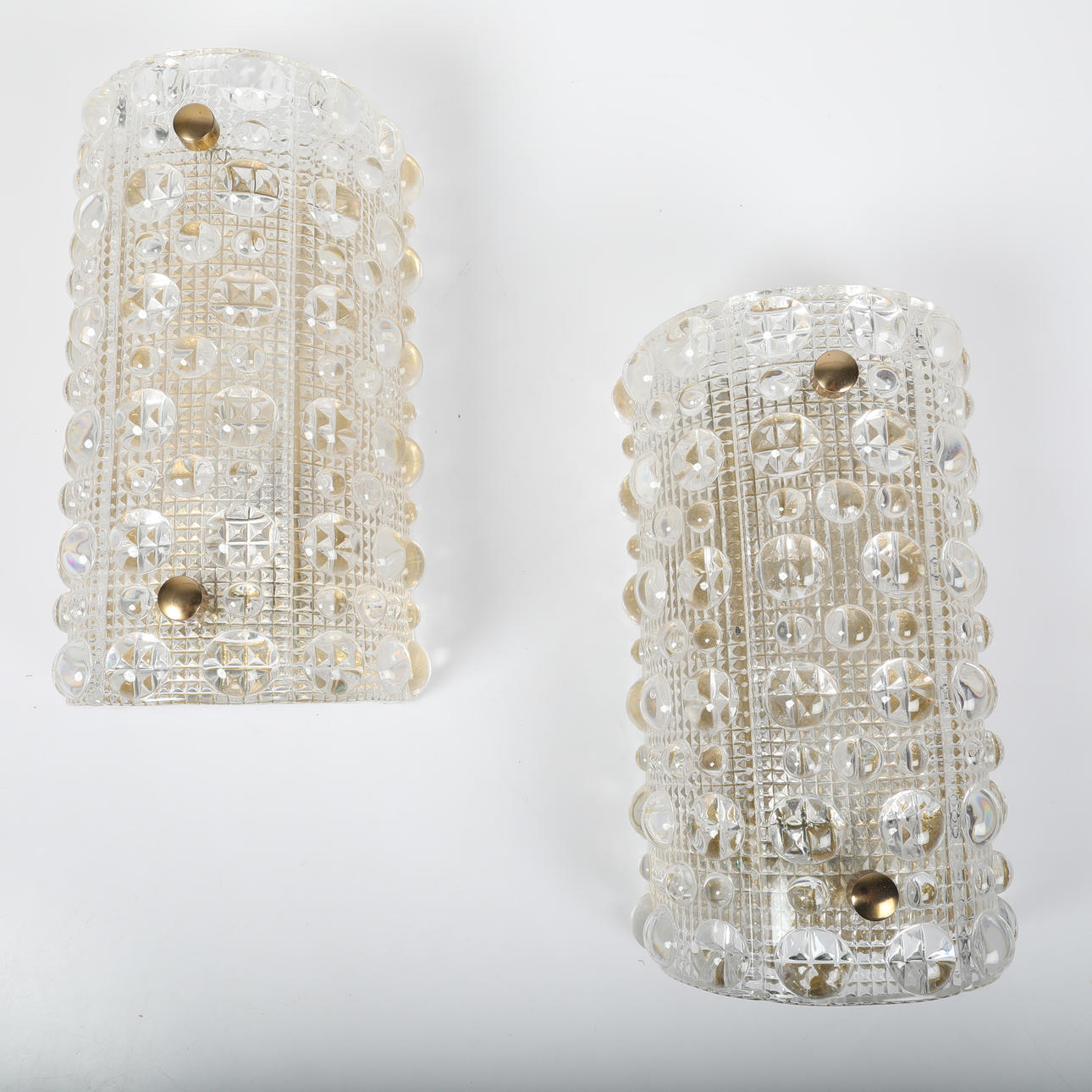 CARL FAGERLUND. Wall lamps, 1 pair, relief-patterned glass/brass ...